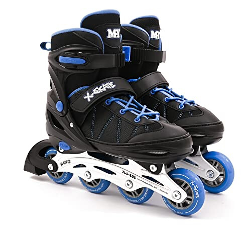 X-Skate Adjustable Blue Inline Roller Skates with Built In Adjusters ...