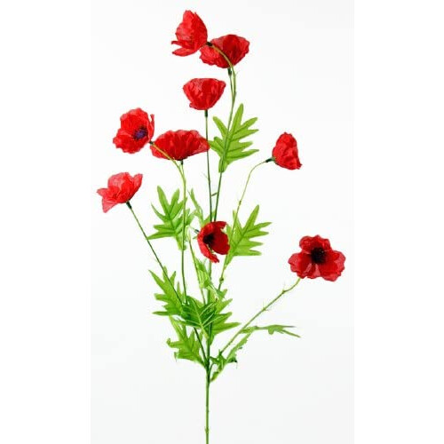 80cm Wild Red Poppy Flower Stem with 9 Heads. Tall Artificial Meadow ...