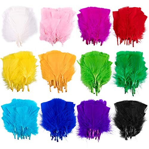 360 Pcs Coloured Feathers, 12 Colors Mini Crafts Goose Feathers for DIY ...