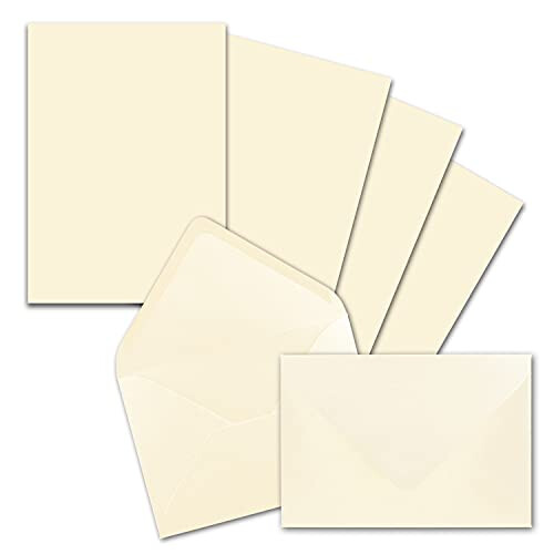 25 x Letter Paper Sets DIN A5 with C6 Envelopes - Vanilla - Wet ...
