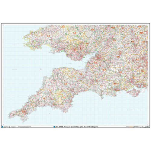 South West England - Postcode District Wall Map-Paper on OnBuy