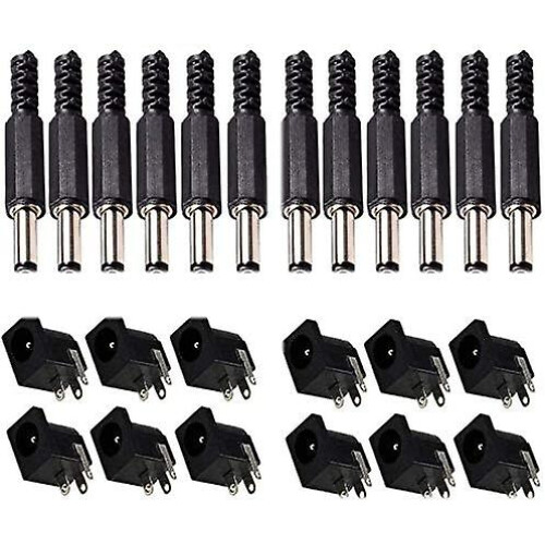 24 Pcs 2.1MM x 5.5MM DC Power Barrel Plug Male Jack Socket/Female Panel ...