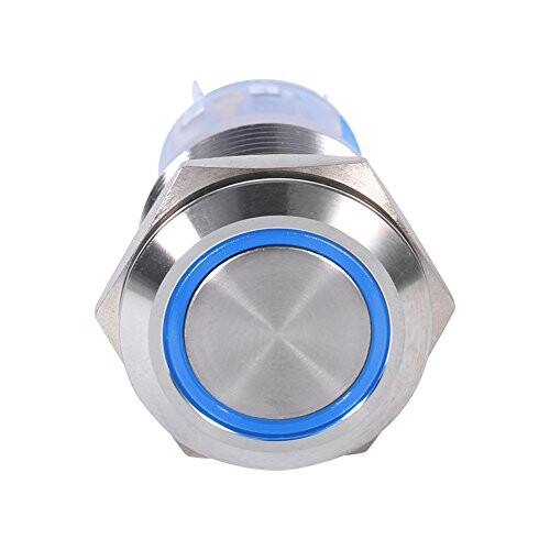 12 Volt Switch, Qiilu 12v push button switch, 19mm 12V LED Waterproof Stainless Self-locking ...