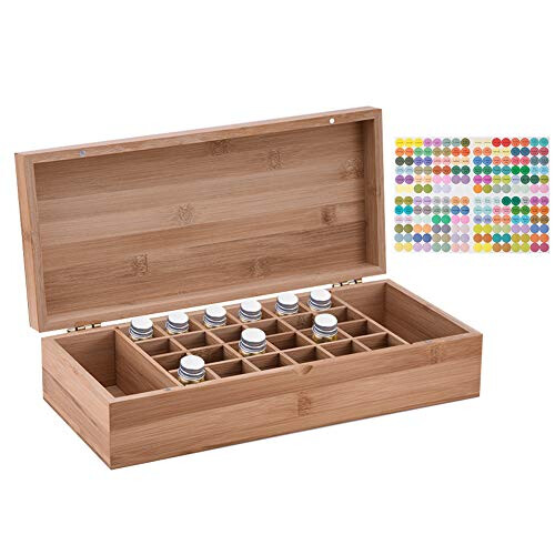 Bamboo Essential Oil Storage Box Home Fragrance Carrier Case, Holds 26 ...