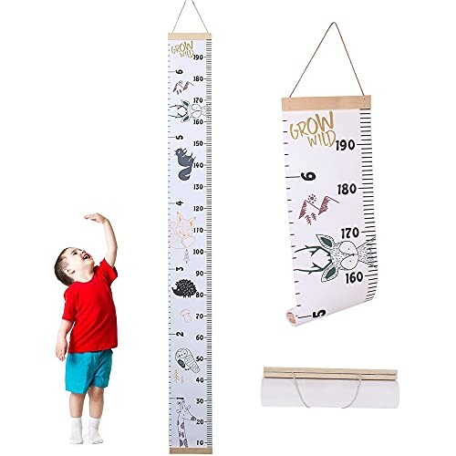 Kids Height Ruler, Kids Height Growth Chart, Height Measurement Ruler, Canvas and Wood Removable ...