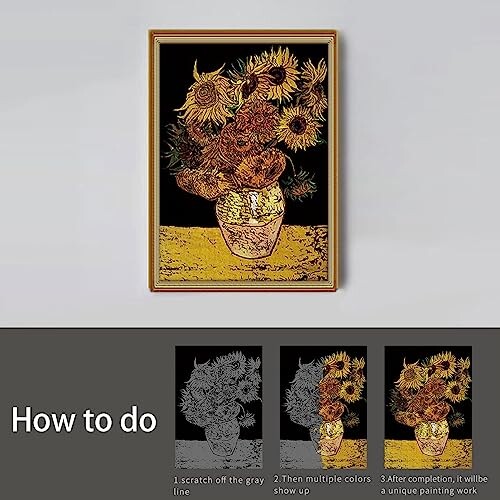 Scratch Art Rainbow Painting Paper, Vincent Van Gogh Engraving Art ...