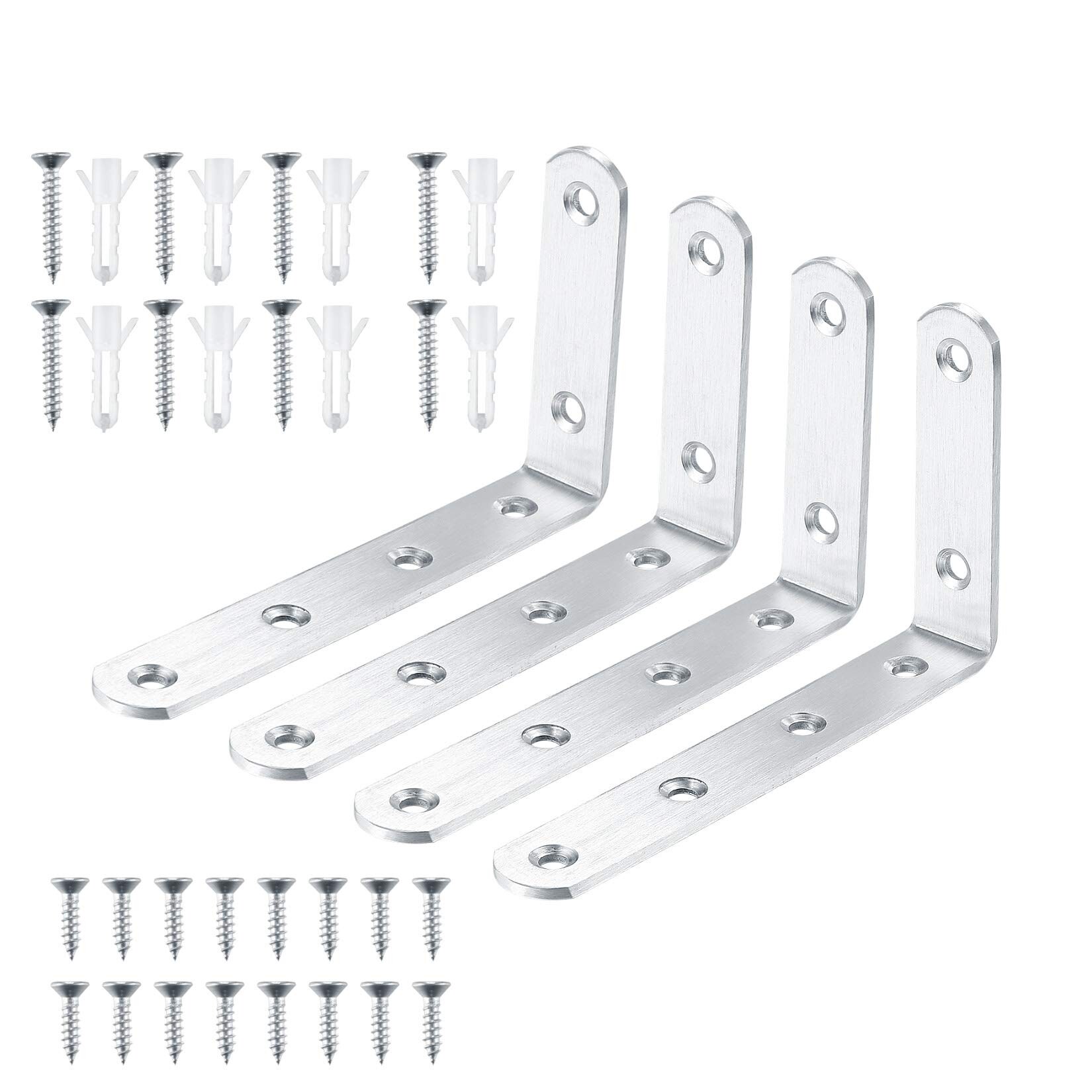 4 Pcs Shelf Brackets, L Shaped Metal Brackets, Right Angle Corner Brace ...