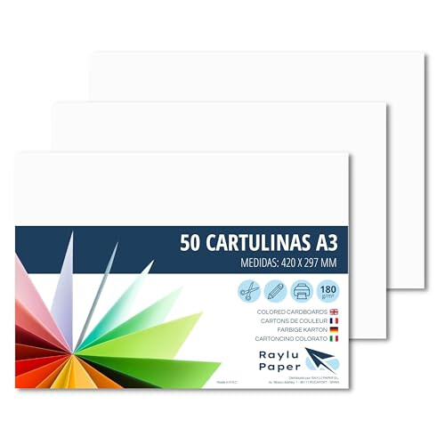 Raylu Paper - A3 Card 50 Pack 180gsm 420x297mm Coloured A3 Card with ...