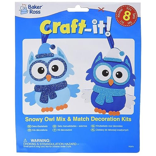 FE970 Snowy Owl Decoration Kits - Pack of 8, Make Your Own Decorations ...