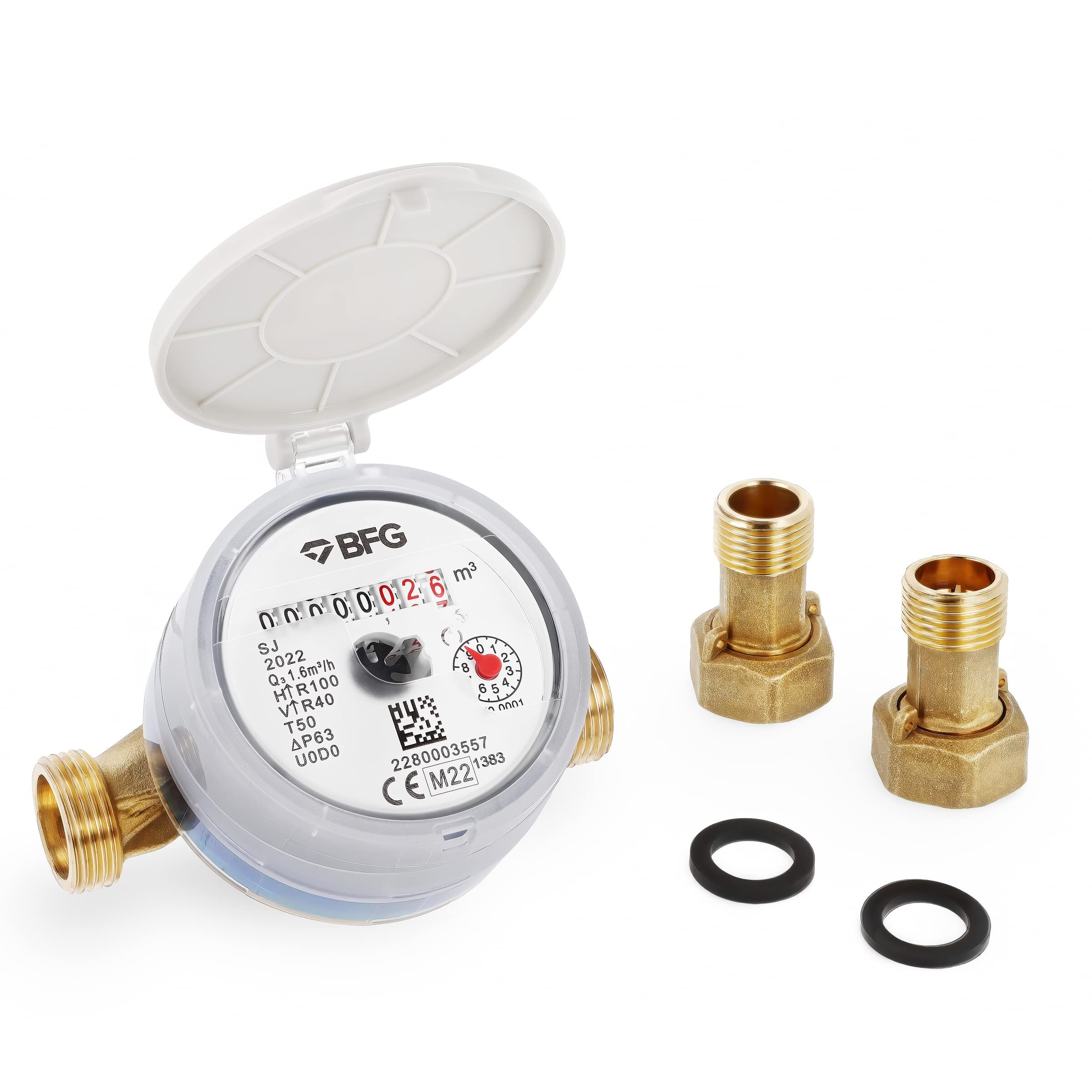 WRAS Certificate Water Meter with Non-return Brass Fittings 1/2" BSP ...