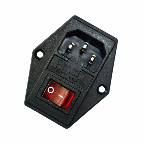 3-in-1 Inlet Module Plug 5A Glass Fuse Rocker Switch Red Light 3-Pin ...