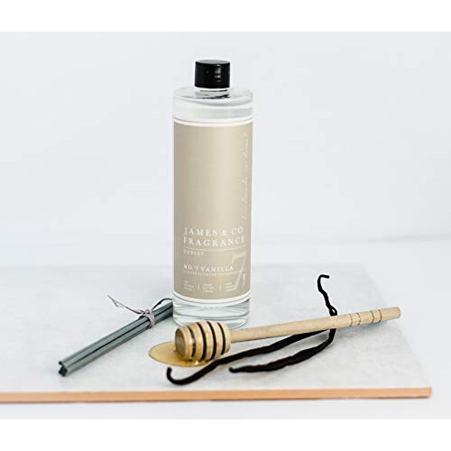 James & Co No.7 Vanilla (Sweet Vanilla) 200ml Reed Diffuser Refill Bottle with 6 Fibre Reeds on ...