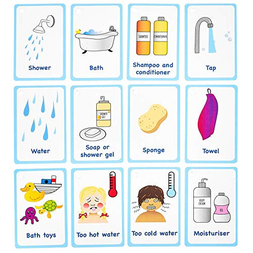 My Bath Time Routine Cards 12 PECS Flashcards for visual aid Special Ed ...