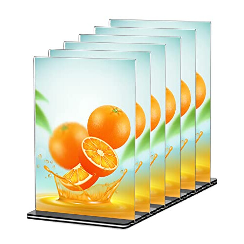 QWORK 6 Pack A5 Acrylic Sign Holder with Base, Double Sided Acrylic ...