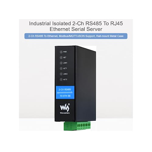 2-CH RS485 to RJ45 Ethernet Converter Module, Industrial Rail-mount Isolated Serial Server,Dual ...