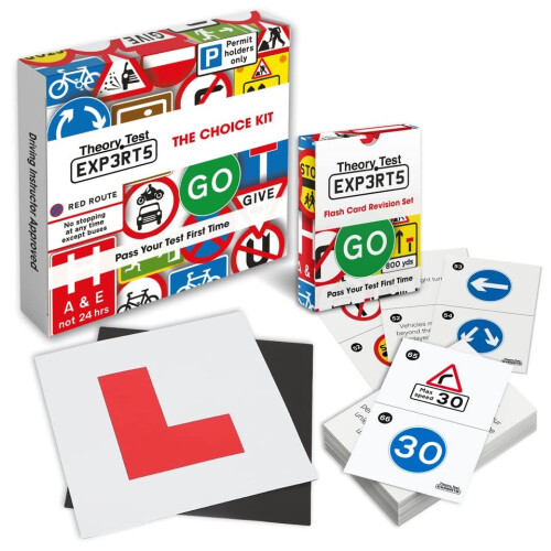 Choice Kit - 128 Road Signs Flash Cards 2024 UK + 2 x Magnetic L Plates ...