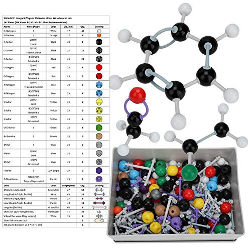 Molecular Model Kit, 267Pcs Organic Chemistry Molecular Electron ...