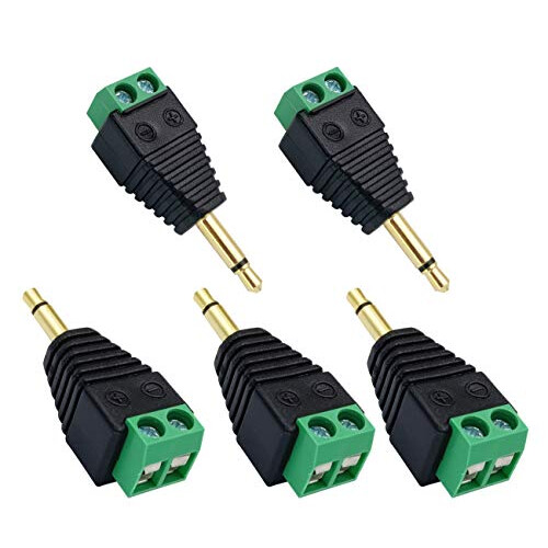 3.5mm Screw Terminal Gold Plated 3.5mm (1/8") TS Mono Male to 2 Pin ...