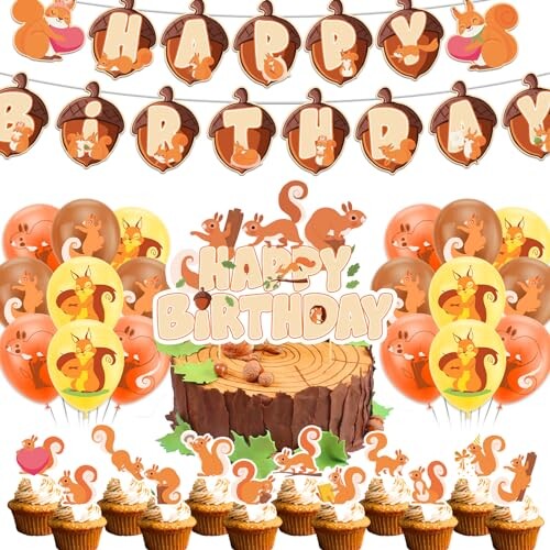 Squirrel Party Decorations Squirrel Birthday Party Supplies Includes ...