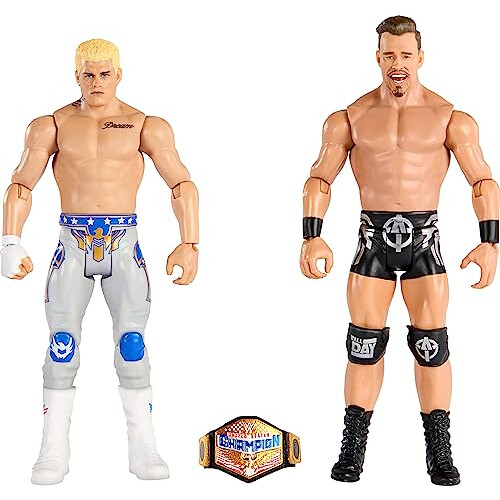 Mattel WWE Action Figure Battle Pack 2 Pack with Mattel WWE Championship Title Championship ...