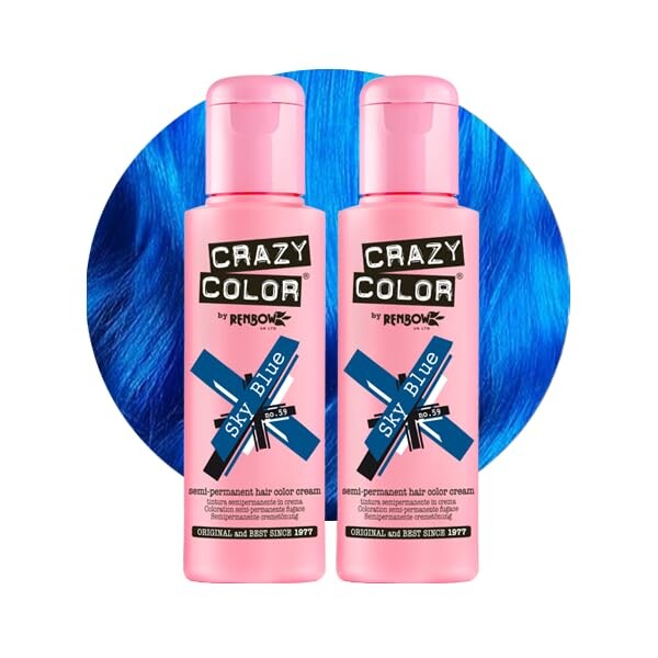Vibrant Sky Blue Semi-Permanent Duo Hair Dye. Highly Pigmented Cobalt ...