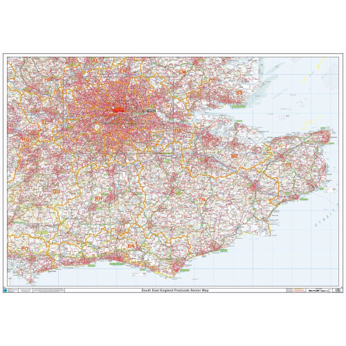 Postcode Sector Map - (S4) - South East England - Wall Map-Plastic ...