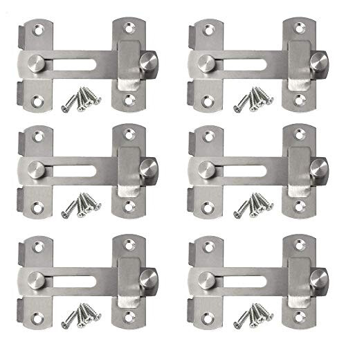 6 Packs Stainless Steel Gate Latches Bar Latch Safety Door Locks Slide ...