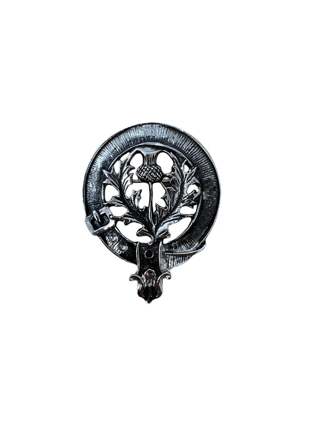Scottish Thistle Clan Crest Pewter Cap Badge Brooch on OnBuy