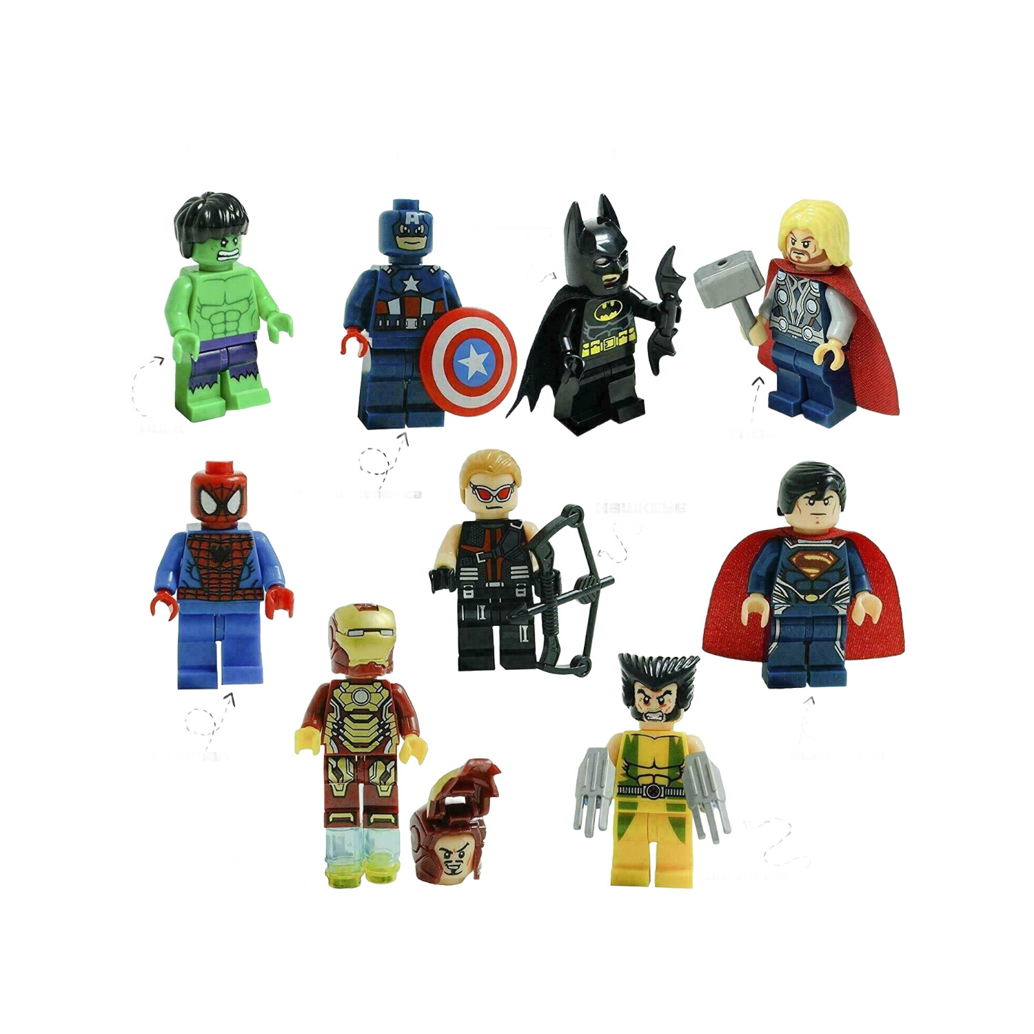 9 Pcs Marvel Avengers Super Hero Comic Mini Figures Dc Minifigure Gift ...