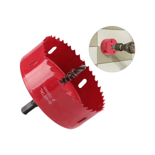 M42 Metal Hole Saw 100mm Cut Arbor Pilot Drill Bit Wood Plastic w/Rod ...