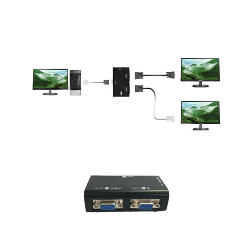 2 Ports VGA Splitter SVGA Video LCD Splitter Box Adapter for PC LCD TV ...