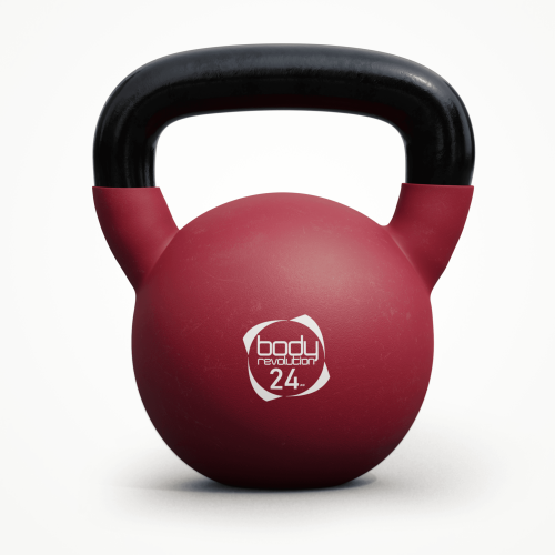 Kettlebell de 24 kg Néoprène Bordeaux Antidérapante Base Plate ...