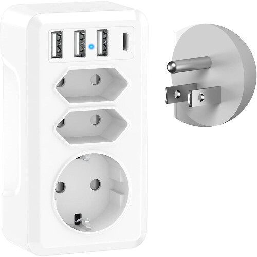 Us Canada Plug Adapter, 7 In 1 French To Us Plug Adapter With 3usb on OnBuy