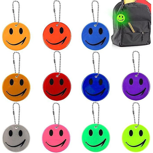 11 Piece Safety Reflector, Keychain Smiley Reflector, 6.5cm Night ...
