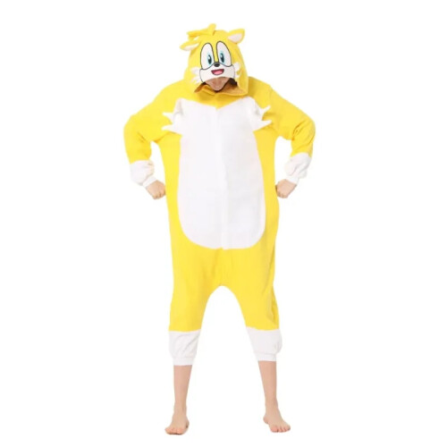 (Tails, S) Anime Cartoon Kigurumi Onesies Pajamas Plush Winter Flannel ...