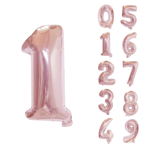 (Rose Gold, Number 1) Number Balloons, 32 Inch Foil Balloon Self ...