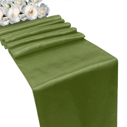 (Sage Green, 1pc) Satin Table Runners, 11 x 108 Inch Satin Silk Table ...