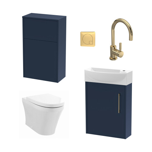 Power Cloakroom Bundle - Left Wall Hung Vanity Unit, Concealed Cistern ...