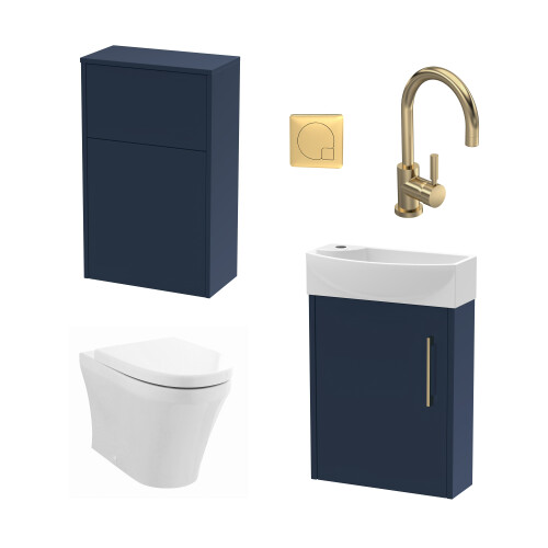 Power Cloakroom Bundle - Right Wall Hung Vanity Unit, Concealed Cistern ...
