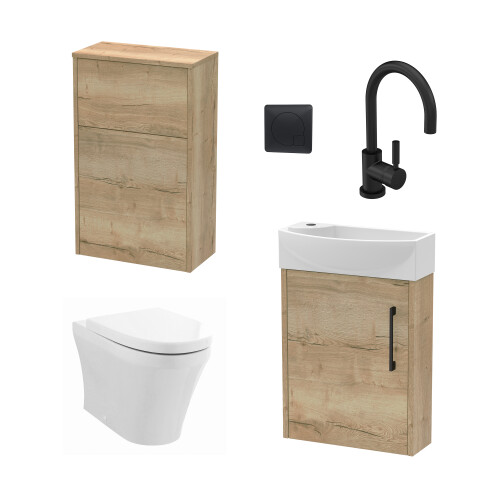 Power Cloakroom Bundle - Right Wall Hung Vanity Unit, Concealed Cistern ...