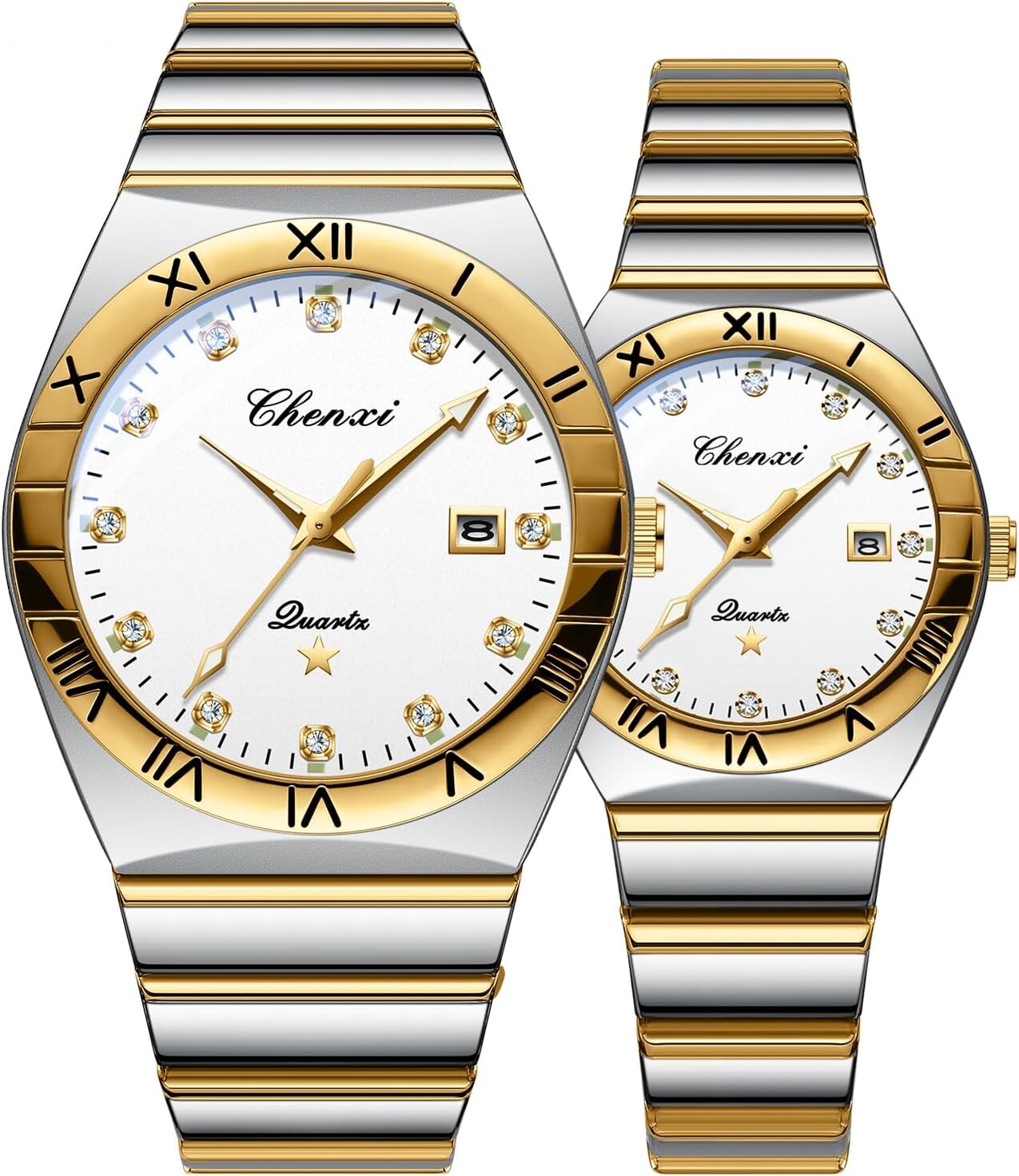 His and Her Couple Watches Luxury Dress Diamond Romantic Couple Set ...