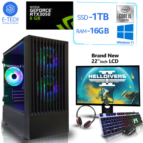 Core i5 10400F Gaming PC Bundle 16GB 1TB SSD RTX 3050 Win 11 Computer ...