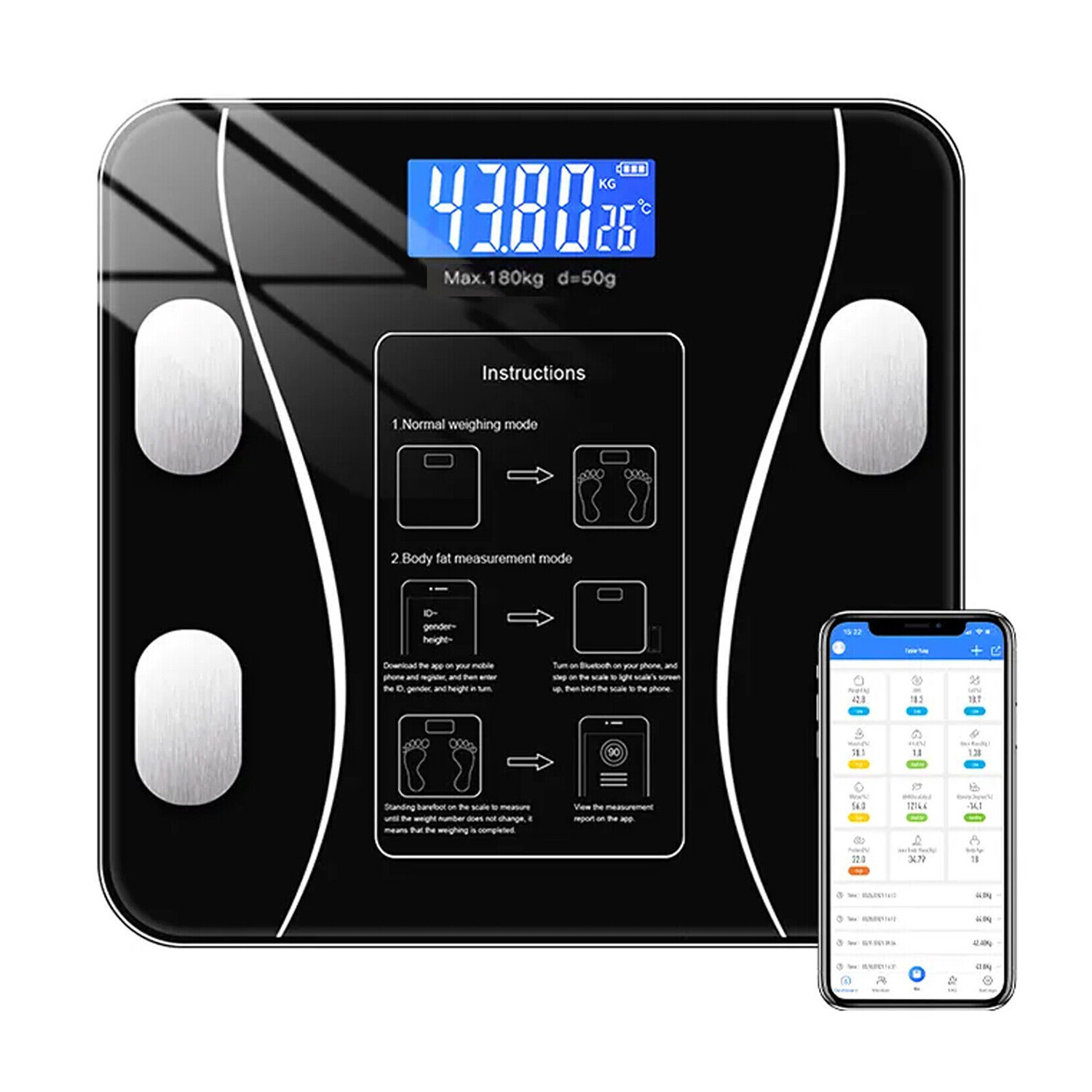 Digital Bathroom Scales for Body Weight, Weighing Scale Electronic Bath ...