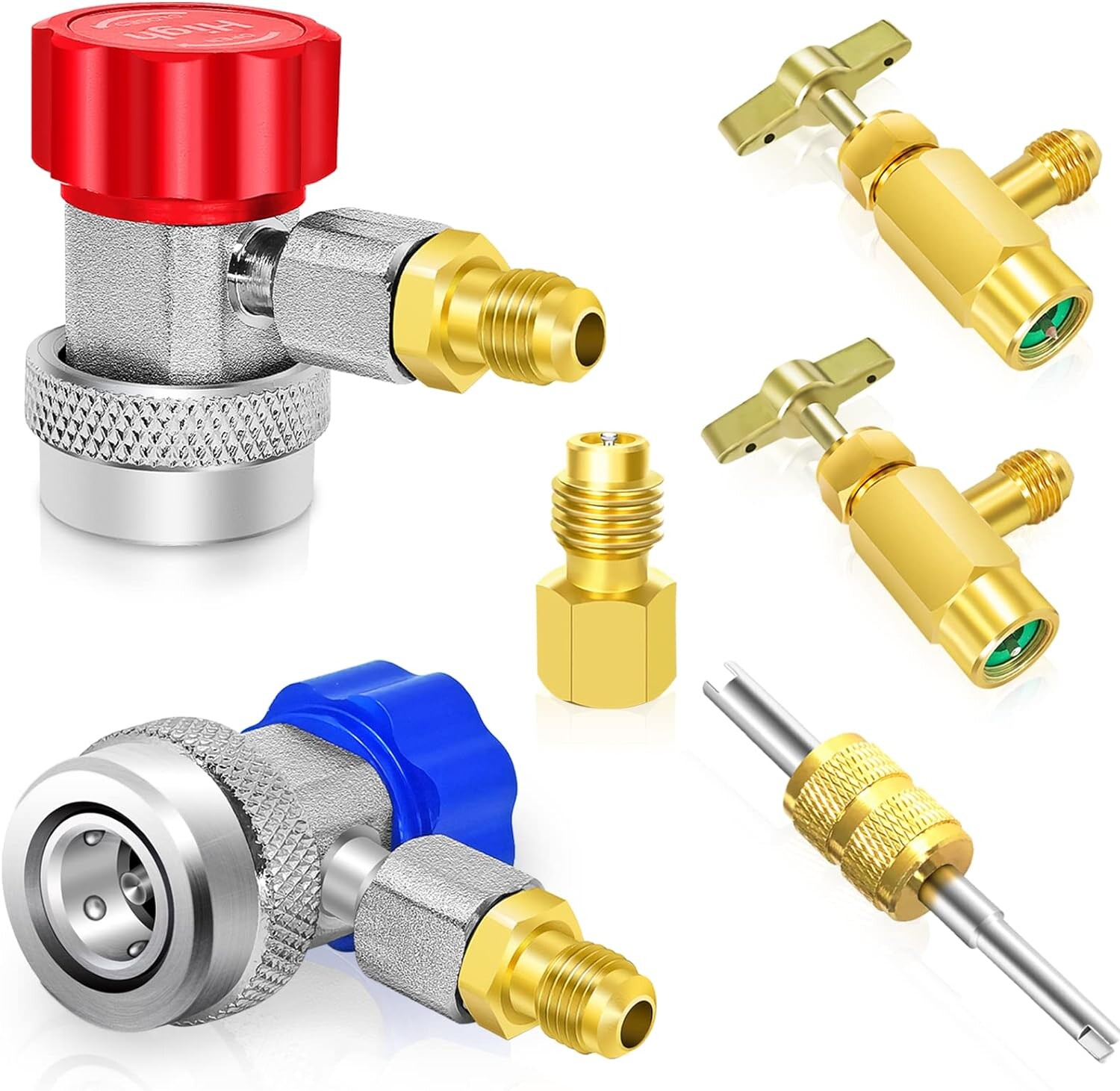 AC R134a Adapters Kit, R134a Quick Couplers with Self Sealing and ...