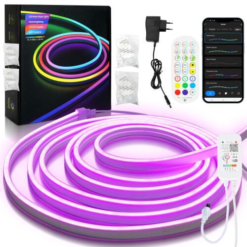 3M LED Neon Strip Flex Rope Light RGBIC Party Bar Garden Lights IP65 on ...