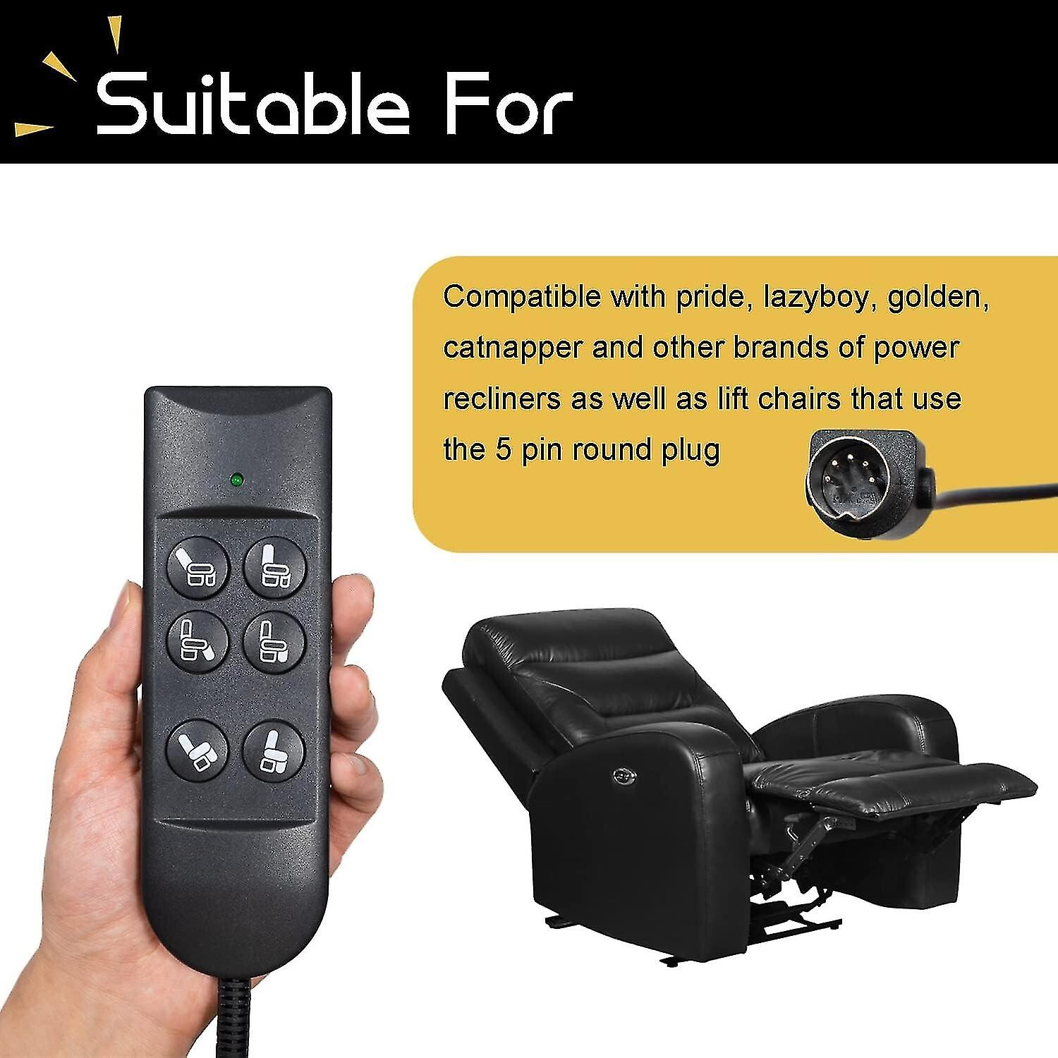 2023 6 Button Remote For Recliners 5 Pin Lift Chair Handset Controller ...