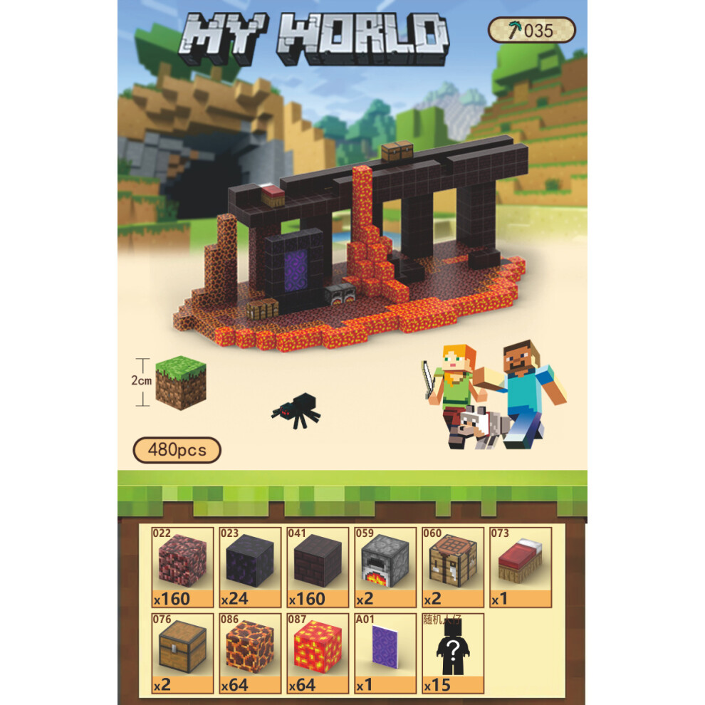 (T035-Hell Portal-480PCS) Minecraft Magnetic Cubes Block Children's ...