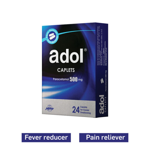 Adol Caplets Paracetamol 500mg 24's|Anti-inflammatory Painkiller ...