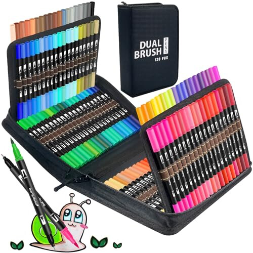 Brush tip colouring pens store