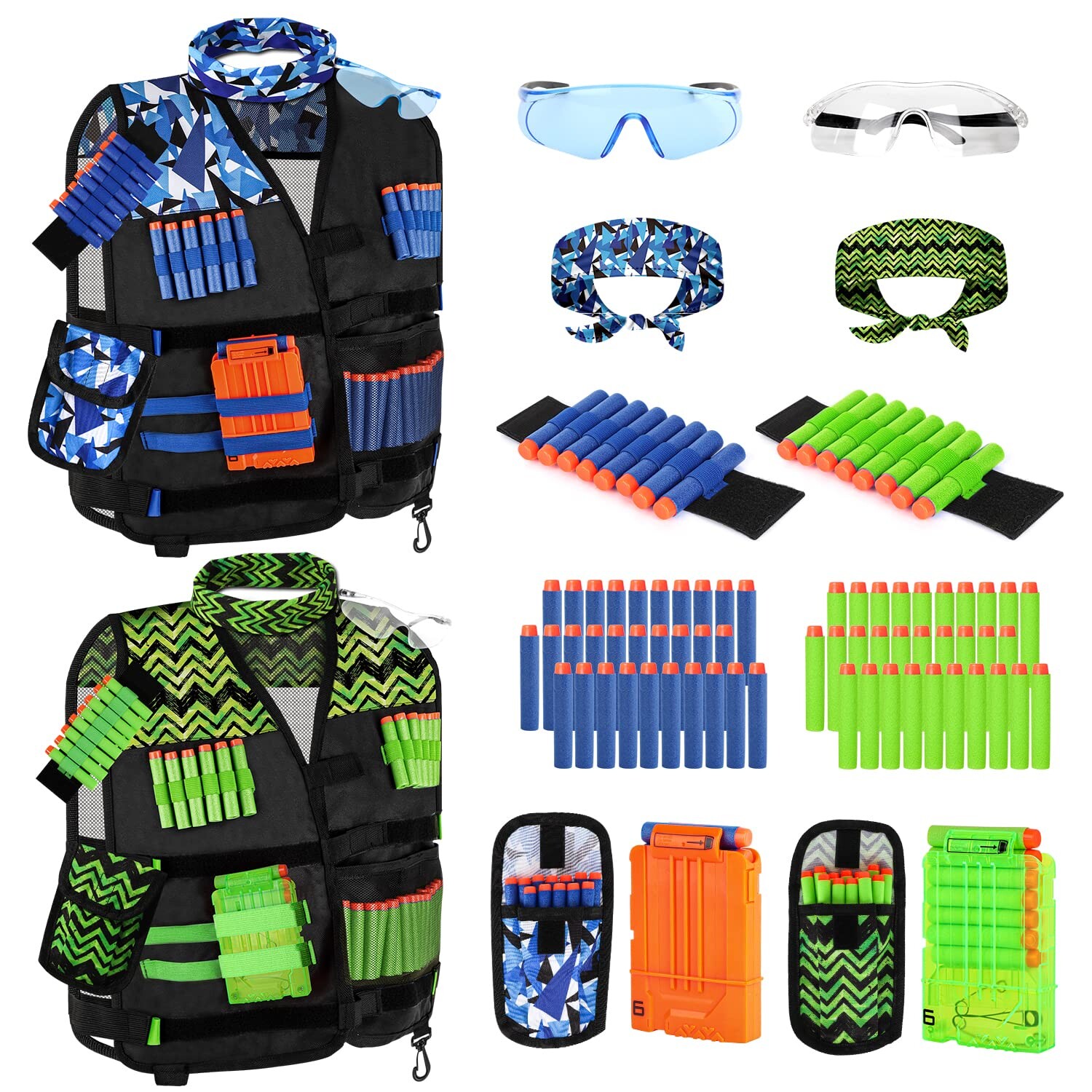 Nerf Vest Kit 2 Pack, Kids Tactical Vest Kit for Nerf Guns N-Strike ...